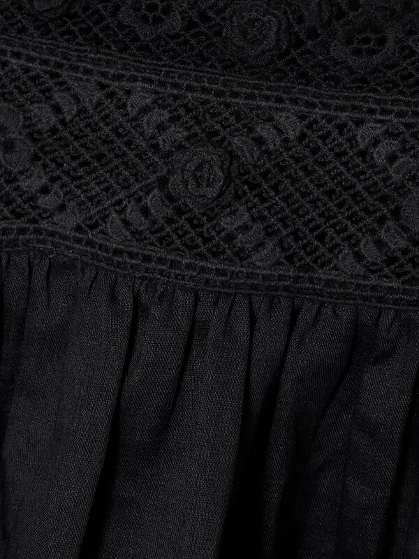 DÔEN Aphra Crochet-trimmed Ramie Top - Black