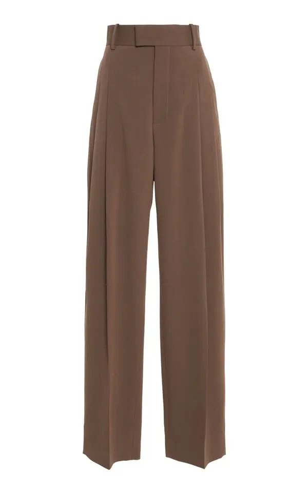 Bottega Veneta Stretch Melange Wool Straight-leg Pants - Brown