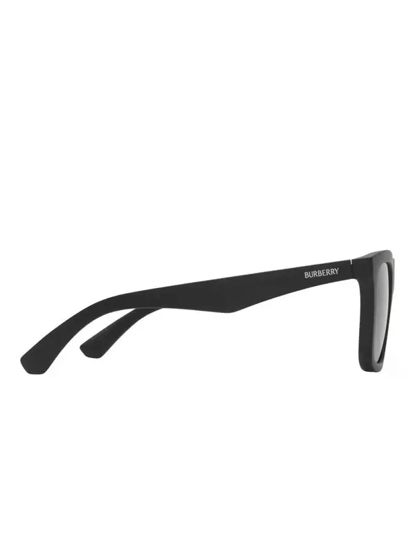 Burberry Embossed Check Square Frame Sunglasses - Black