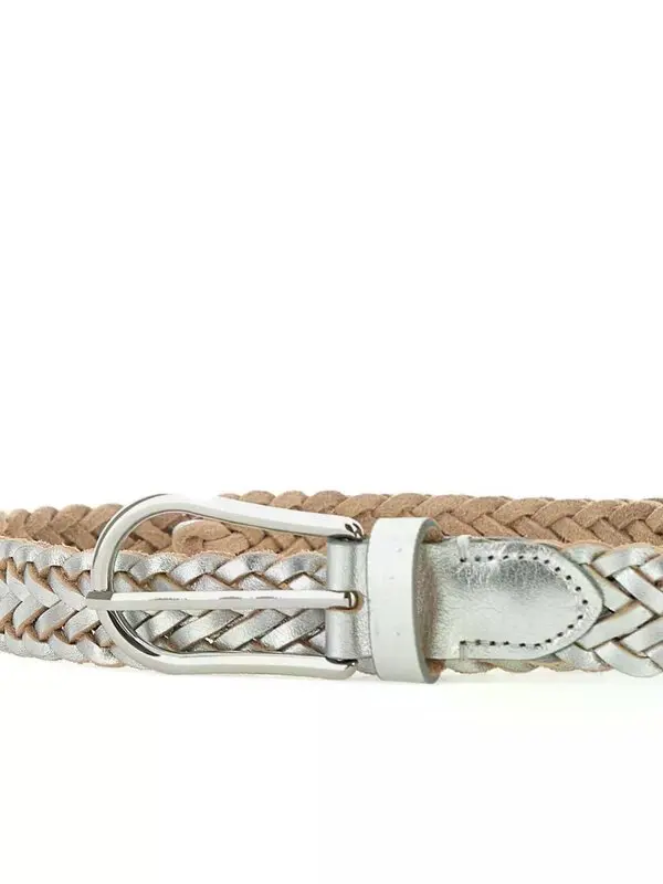 Gianni Chiarini Leather Braided Belt - Silver | Editorialist display picture 1
