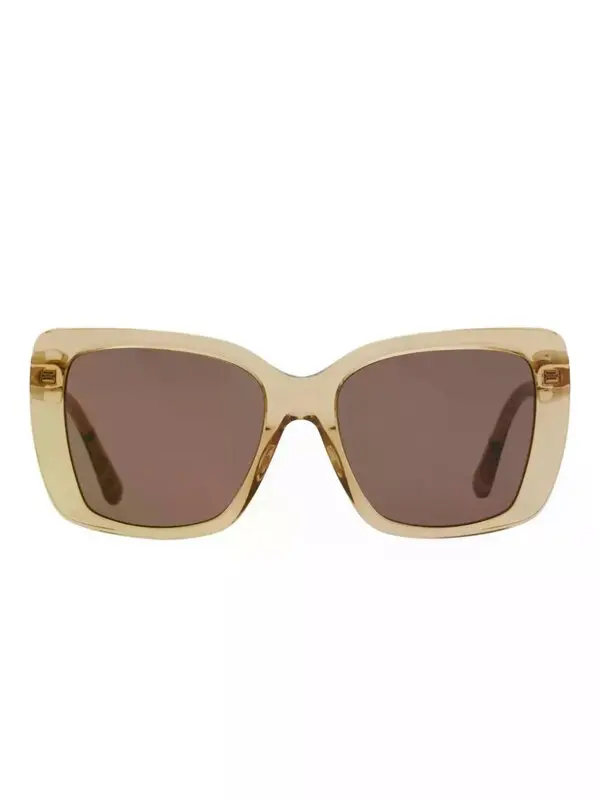 Burberry Tubular Check Square Frame Sunglasses - Neutrals