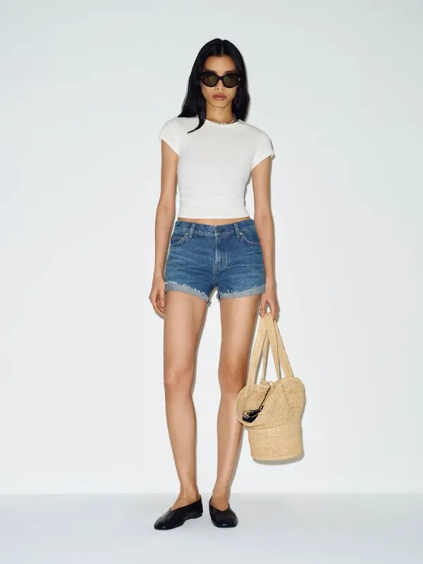 REFORMATION Low Rise Slouchy Jean Shorts - Blue