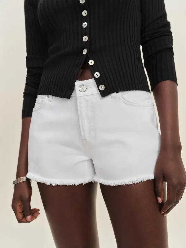 REFORMATION Sutton Low Rise Slouchy Denim Shorts - Ivory