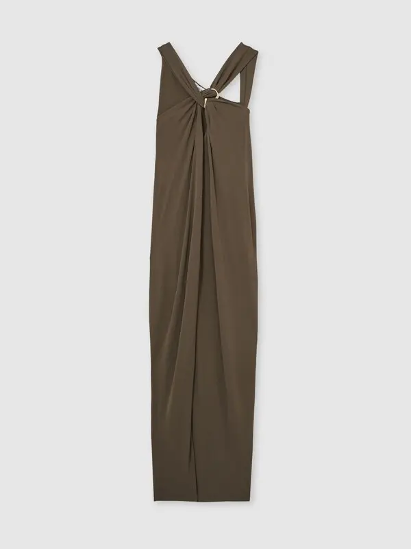 REISS Eliza Gathered Neck Jersey Midi Dress