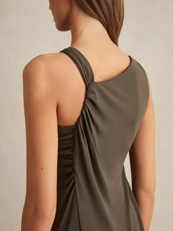 REISS Eliza Gathered Neck Jersey Midi Dress