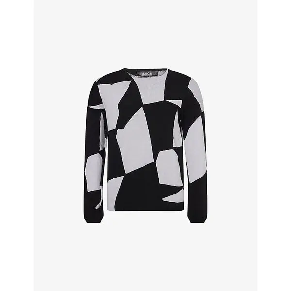 Comme Des Garçons Patchwork Cotton-blend Knitted Jumper - Black & White