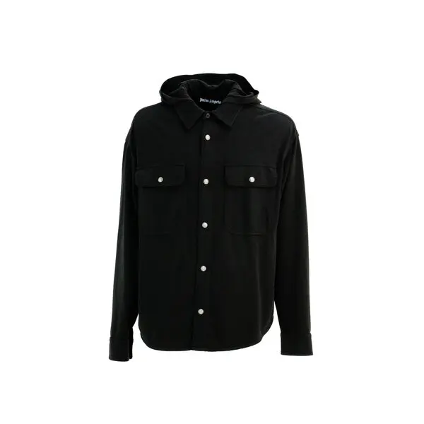 Palm Angels Classic Logo Hooded Overshirt - Black