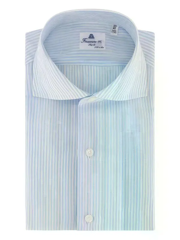FINAMORE 1925 Eduardo Striped Button-up Shirt - Blue
