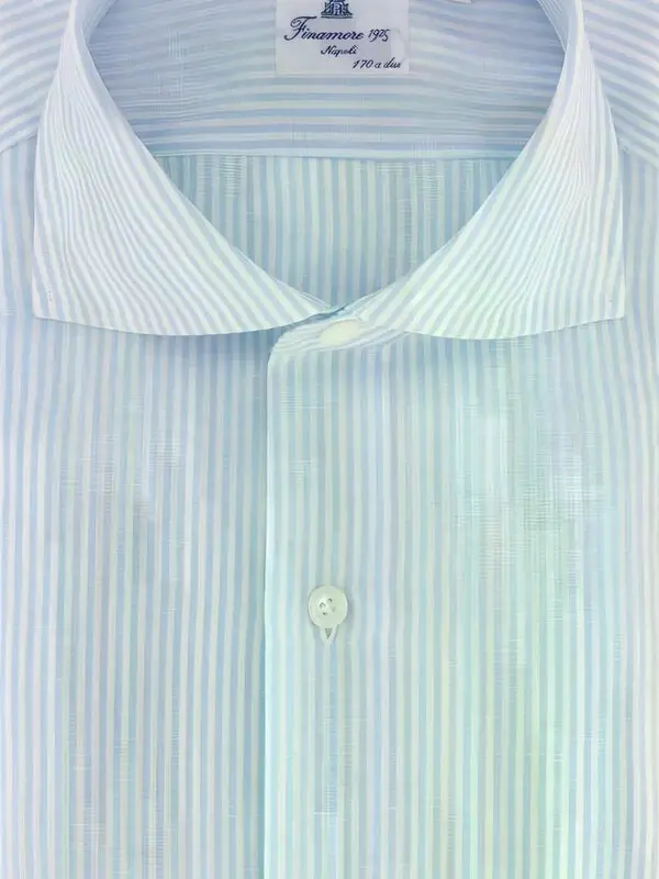 FINAMORE 1925 Eduardo Striped Button-up Shirt - Blue