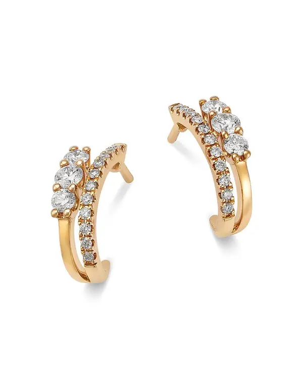 Bloomingdale'S 14k Yellow And 0.5 Tcw Diamond Hoop Earrings - Gold