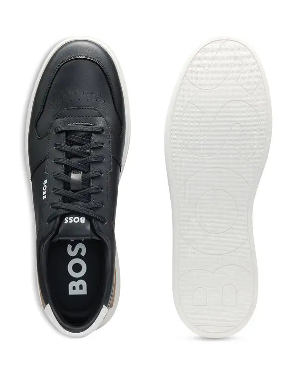 BOSS Leather Lace Up Sneakers - Black