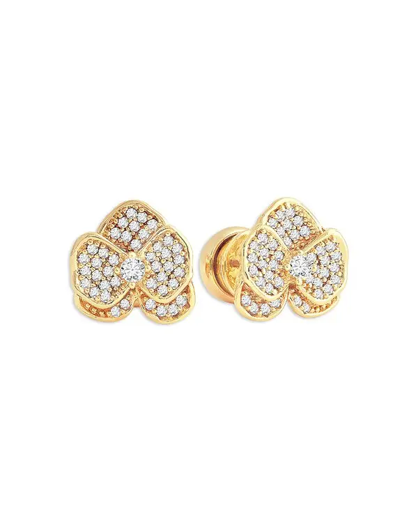 ANABEL ARAM Pave Orchid Stud Earrings - Gold