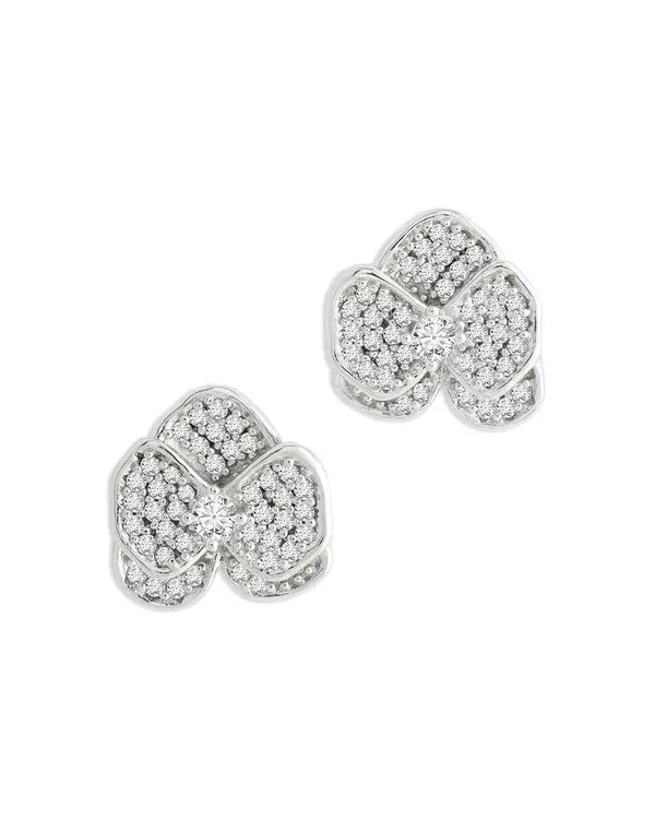 ANABEL ARAM Pave Orchid Stud Earrings - Silver