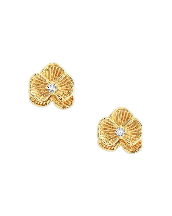 ANABEL ARAM Pave Orchid Stud Earrings - Gold