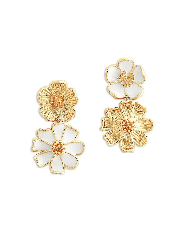 ANABEL ARAM Wildflowers Pave Mixed Flower Mismatch Drop Earrings - White/gold