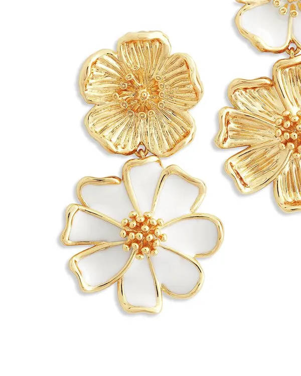 ANABEL ARAM Wildflowers Pave Mixed Flower Mismatch Drop Earrings - White/gold