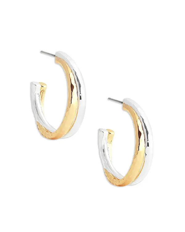 ANABEL ARAM Farrier 18k Yellow Gold Plated & Sterling Silver Hoop Earrings - Two Tone