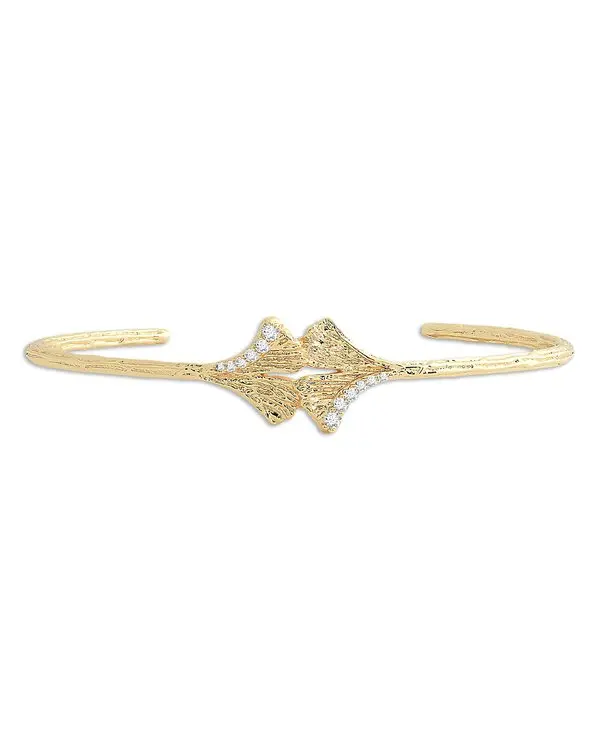 ANABEL ARAM Pave Ginkgo Leaves Cuff Bracelet - Gold