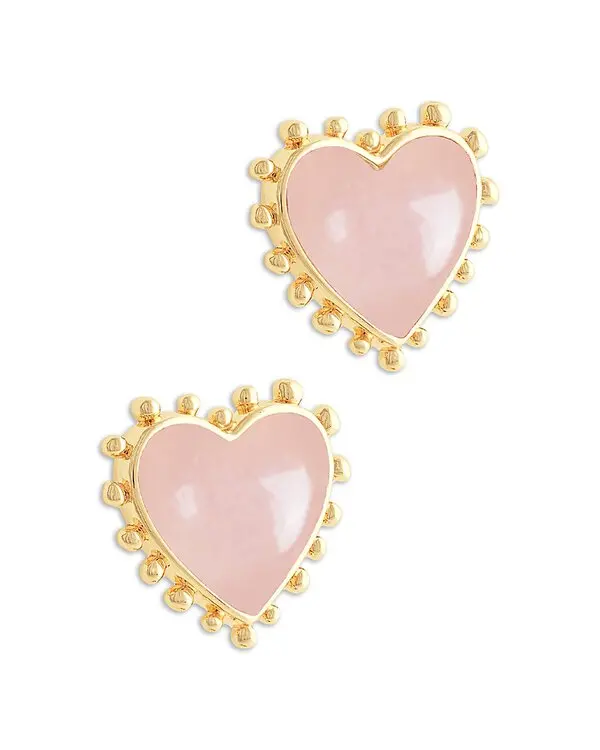 ANABEL ARAM Heart Stone 18k Yellow Gold Plated Stud Earrings - Pink/gold