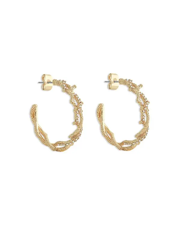 ANABEL ARAM Pave Coral Hoop Earrings - Gold