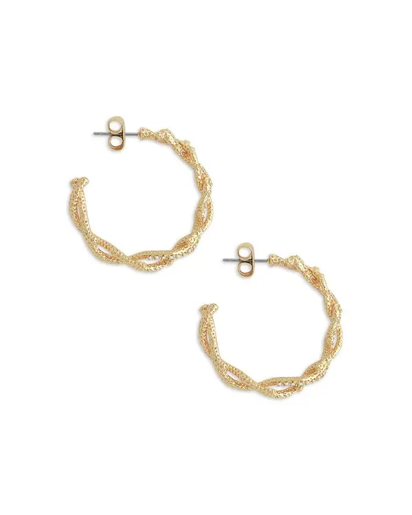 ANABEL ARAM Pave Coral Hoop Earrings