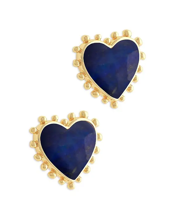 ANABEL ARAM Heart Lapis & 18k Yellow Gold Plated Stud Earrings - Blue/gold