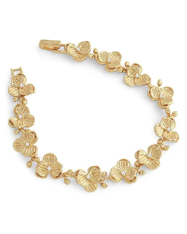 ANABEL ARAM Pave Orchid Link Bracelet - Gold