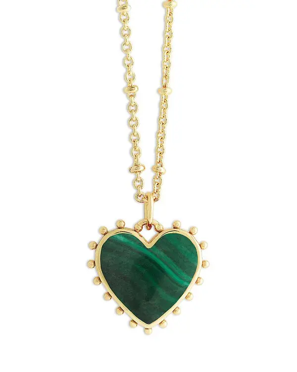 ANABEL ARAM Heart Stone 18k Yellow Gold Plated Necklace - Green/gold