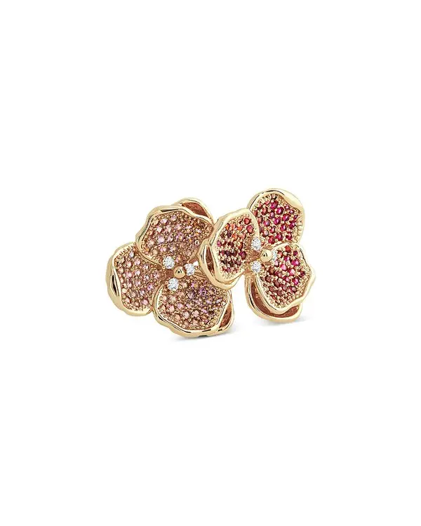 ANABEL ARAM Pave Double Orchid 18k Gold Plated Ring - Pink/gold