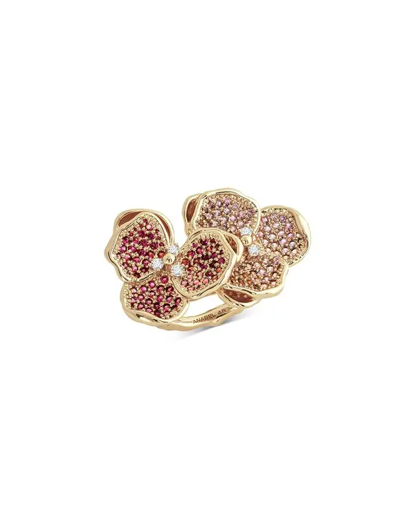 ANABEL ARAM Pave Double Orchid 18k Gold Plated Ring