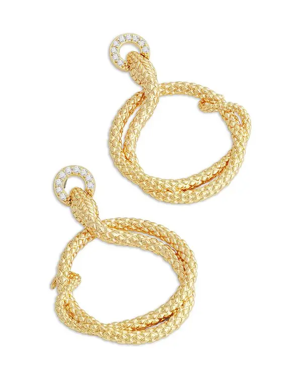ANABEL ARAM Pave Serpent Drop Hoop Earrings