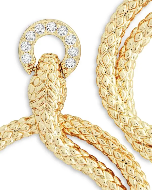 ANABEL ARAM Pave Serpent Drop Hoop Earrings