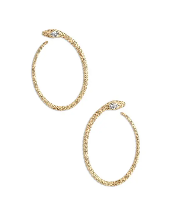 ANABEL ARAM Crystal Serpent Hoop Earrings - Gold
