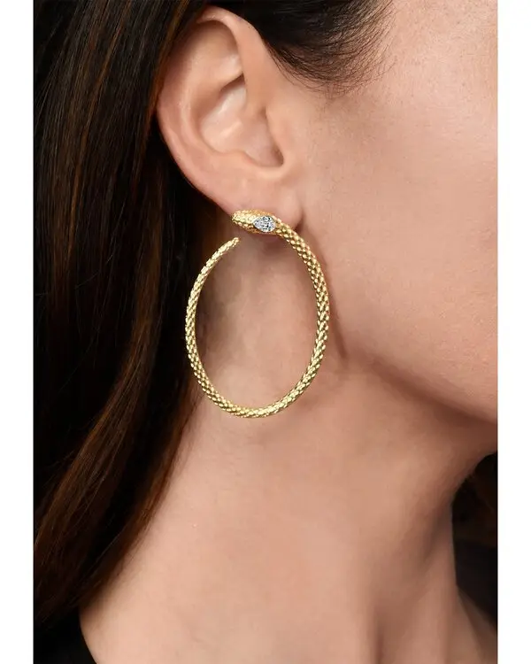 ANABEL ARAM Crystal Serpent Hoop Earrings
