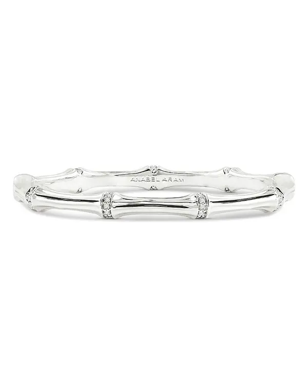 ANABEL ARAM Pave Bamboo Bangle In Sterling - Silver