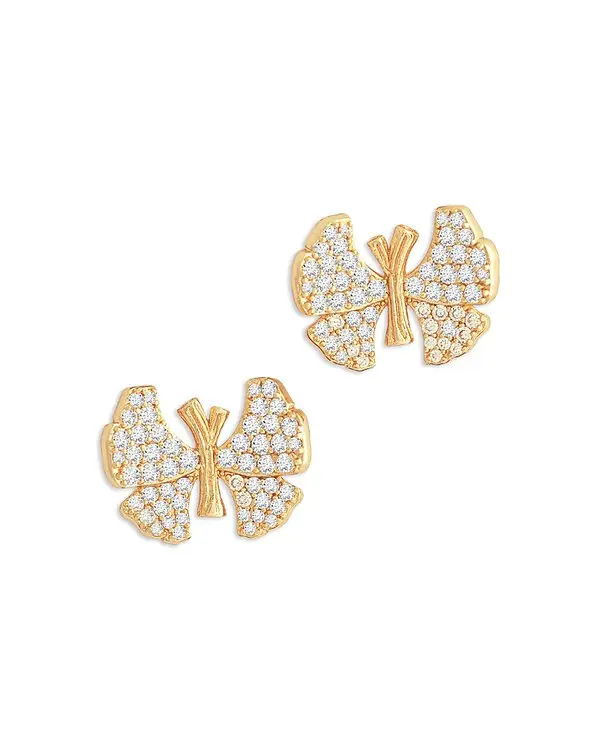 ANABEL ARAM Pave Butterfly Stud Earrings - Gold