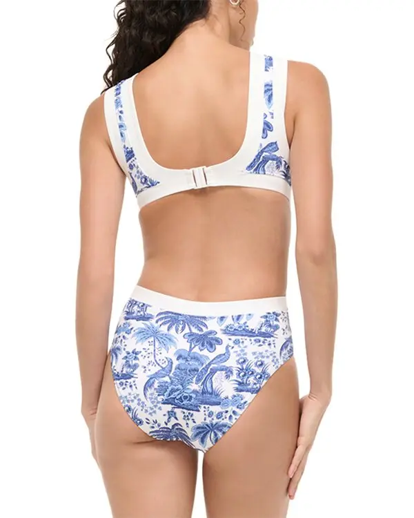 Staud Dolce One Piece Swimsuit - Blue Toile