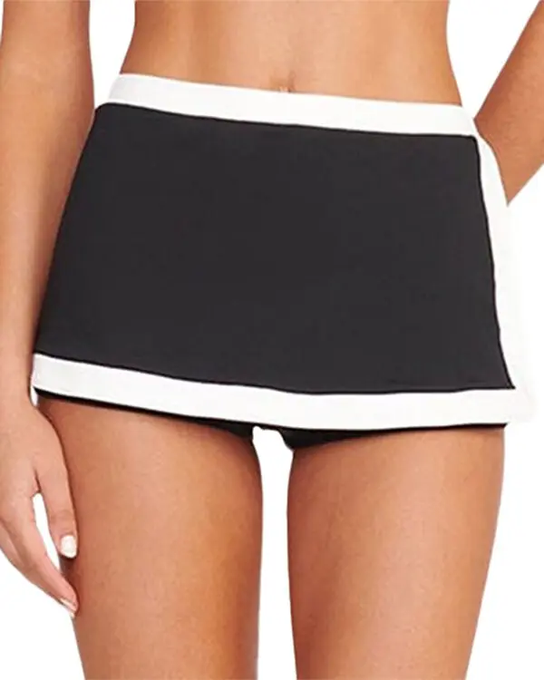 Staud Nell Swim Skirt - Black/white