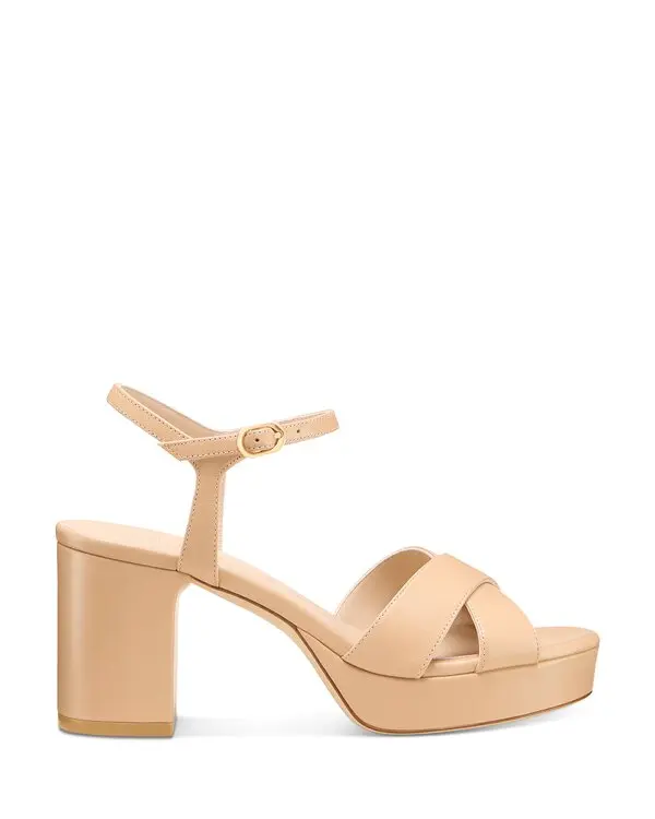 STUART WEITZMAN Dayna Leather Platform Sandals - Adobe