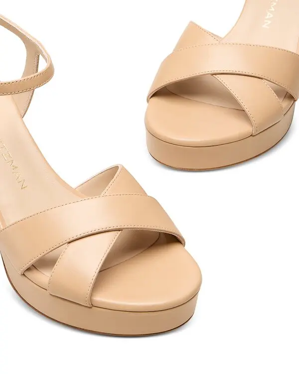 STUART WEITZMAN Dayna Leather Platform Sandals - Adobe