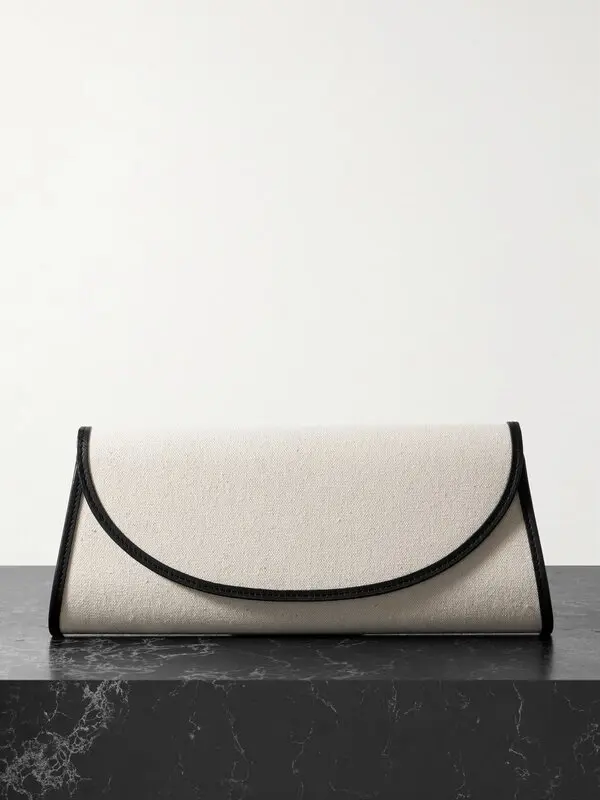 HUNTING SEASON Opera Leather-trimmed Canvas Clutch