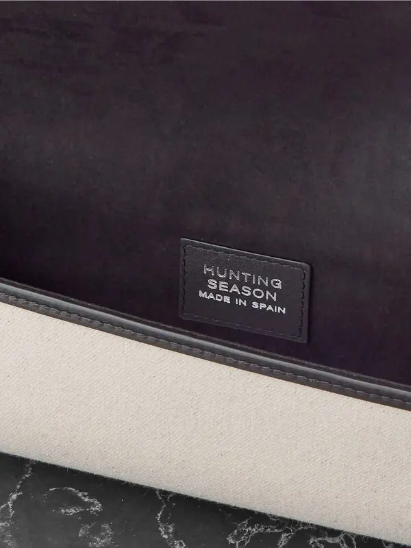HUNTING SEASON Opera Leather-trimmed Canvas Clutch
