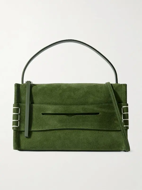 JW Anderson Loafer Suede Shoulder Bag - Green