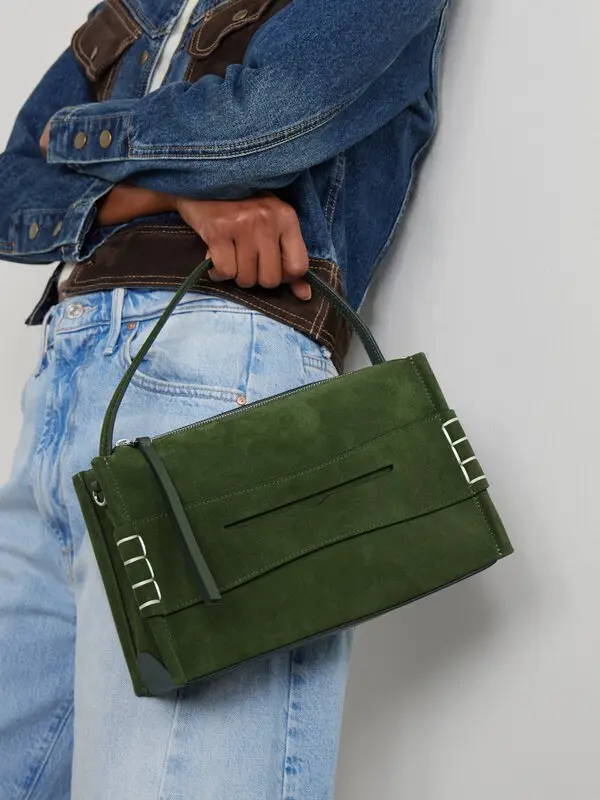 JW Anderson Loafer Suede Shoulder Bag - Green