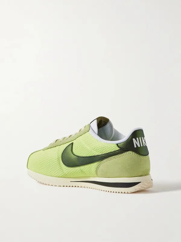 Nike Cortez Leather And Suede-trimmed Mesh Sneakers - Yellow