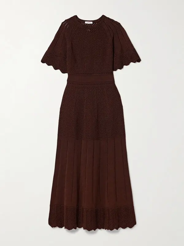 ERES Imaginaire Pointelle-knit Maxi Dress - Brown