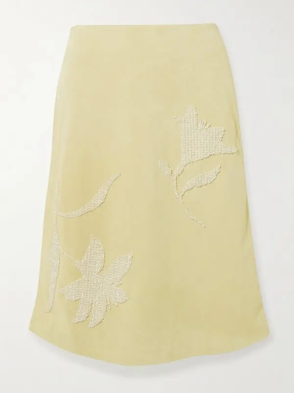 16Arlington Dafne Embellished Suede Midi Skirt