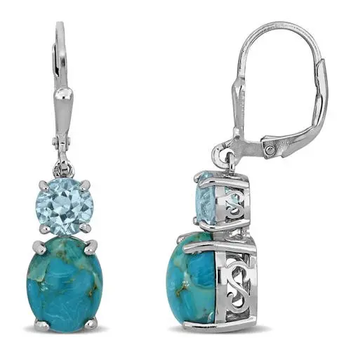 JULIANNA B. Two-stone And Topaz Earrings - Turquoise