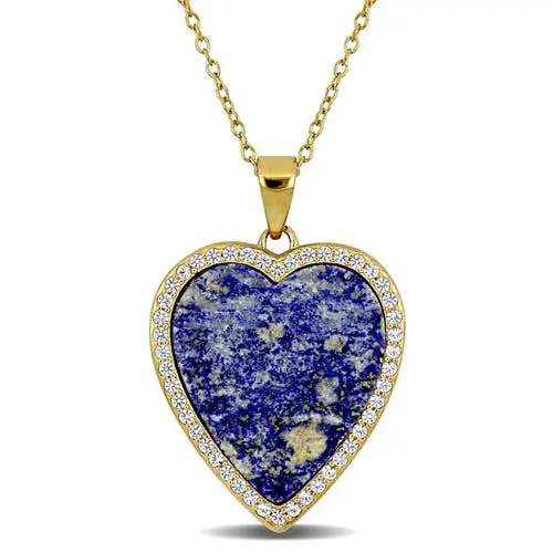 JULIANNA B. Heart Necklace With Lab-created White Sapphires - Lapis