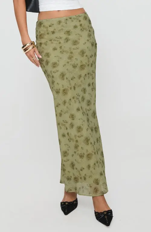 Princess Polly Piazia Chiffon Maxi Skirt Green Editorialist